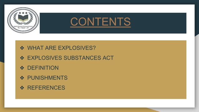 EXPLOSIVES SUBSTANCES ACT 1908 | PPTX