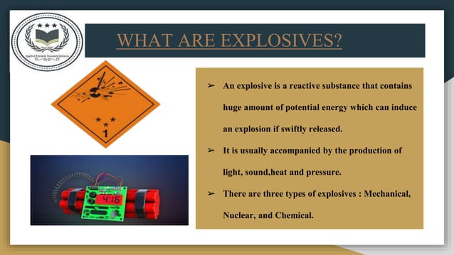 EXPLOSIVES SUBSTANCES ACT 1908 | PPTX