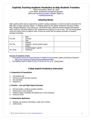 Explicitly Teaching Academic Vocabulary | PDF