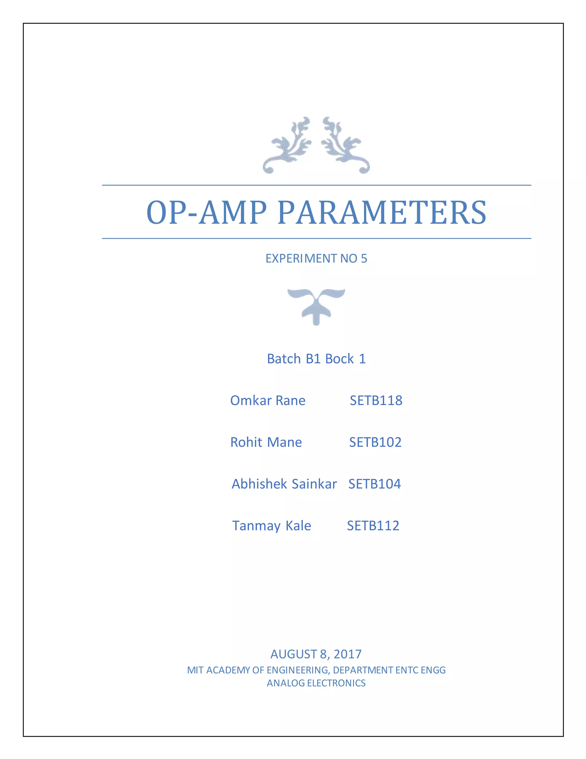OP amp parameters | PDF