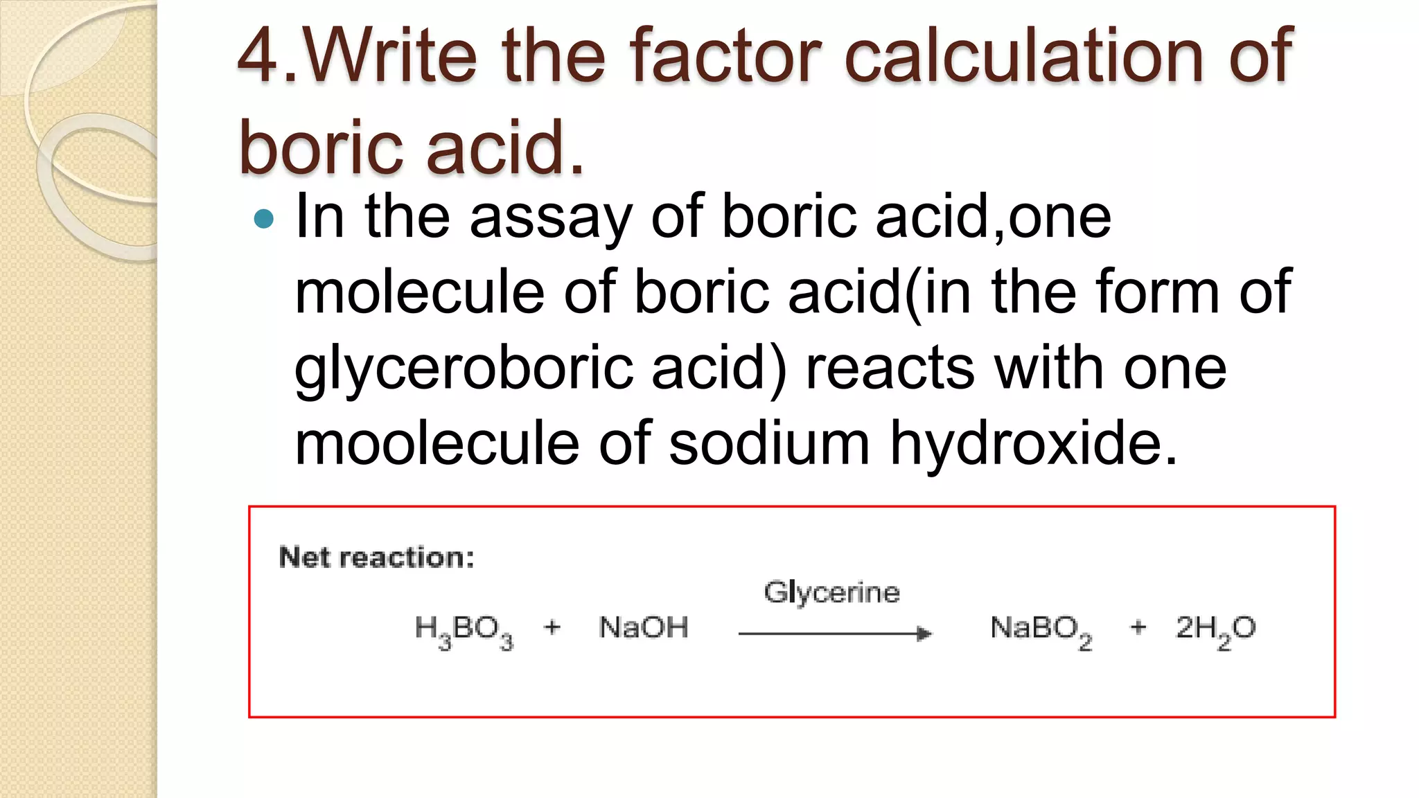 Exp no 9 assay of boric acid | PPTX
