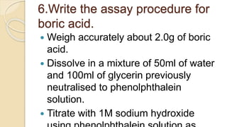 Exp no 9 assay of boric acid | PPTX