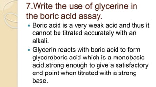 Exp no 9 assay of boric acid | PPTX