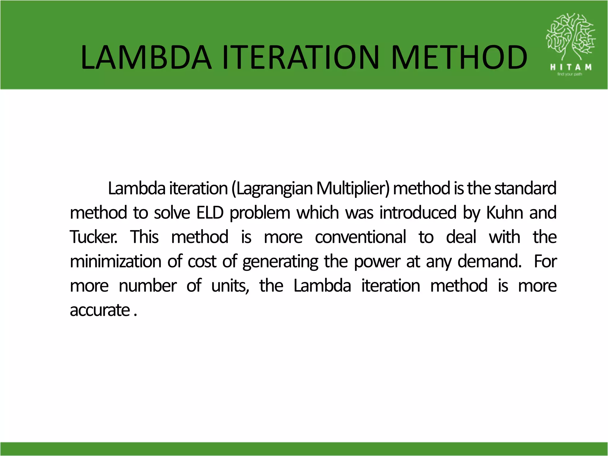 Solution to ELD problem | PPTX
