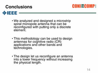 Analysis and Design of a Reconfigurable Antenna for CR Applications | PDF