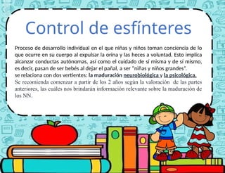 Importancia del control de esfìnteres para las familias. | PPTX