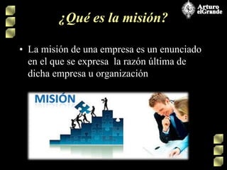 MISIÓN, VISIÓN, OBJETIVOS Y VALORES DE UNA EMPRESA | PPTX