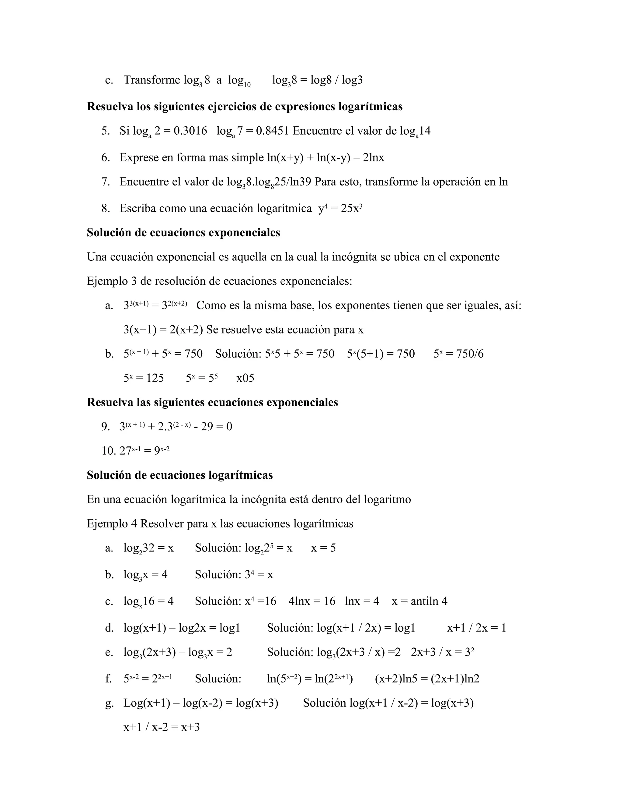 Exponenciales y logaritmos | PDF