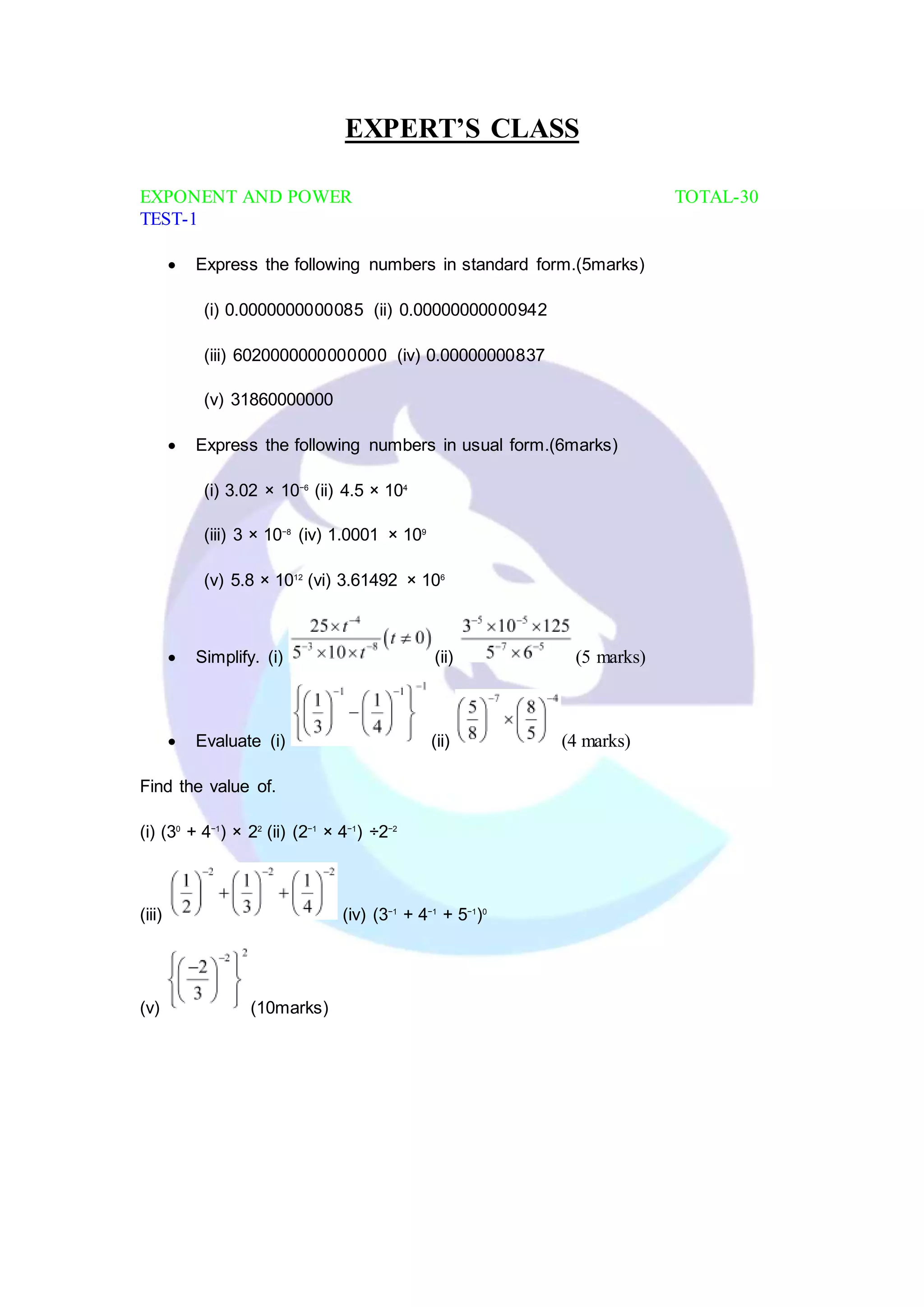 Exponent and power By expert's class ahmedabad | PDF