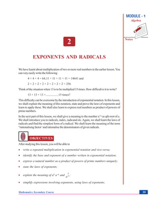 Exponents and radicals in Algebra | PDF | Physics | Science