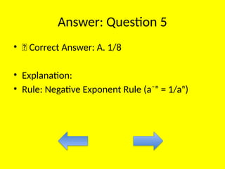 Exponent Game in PowerPoint Presentation gamification in Mathematics 9 ...