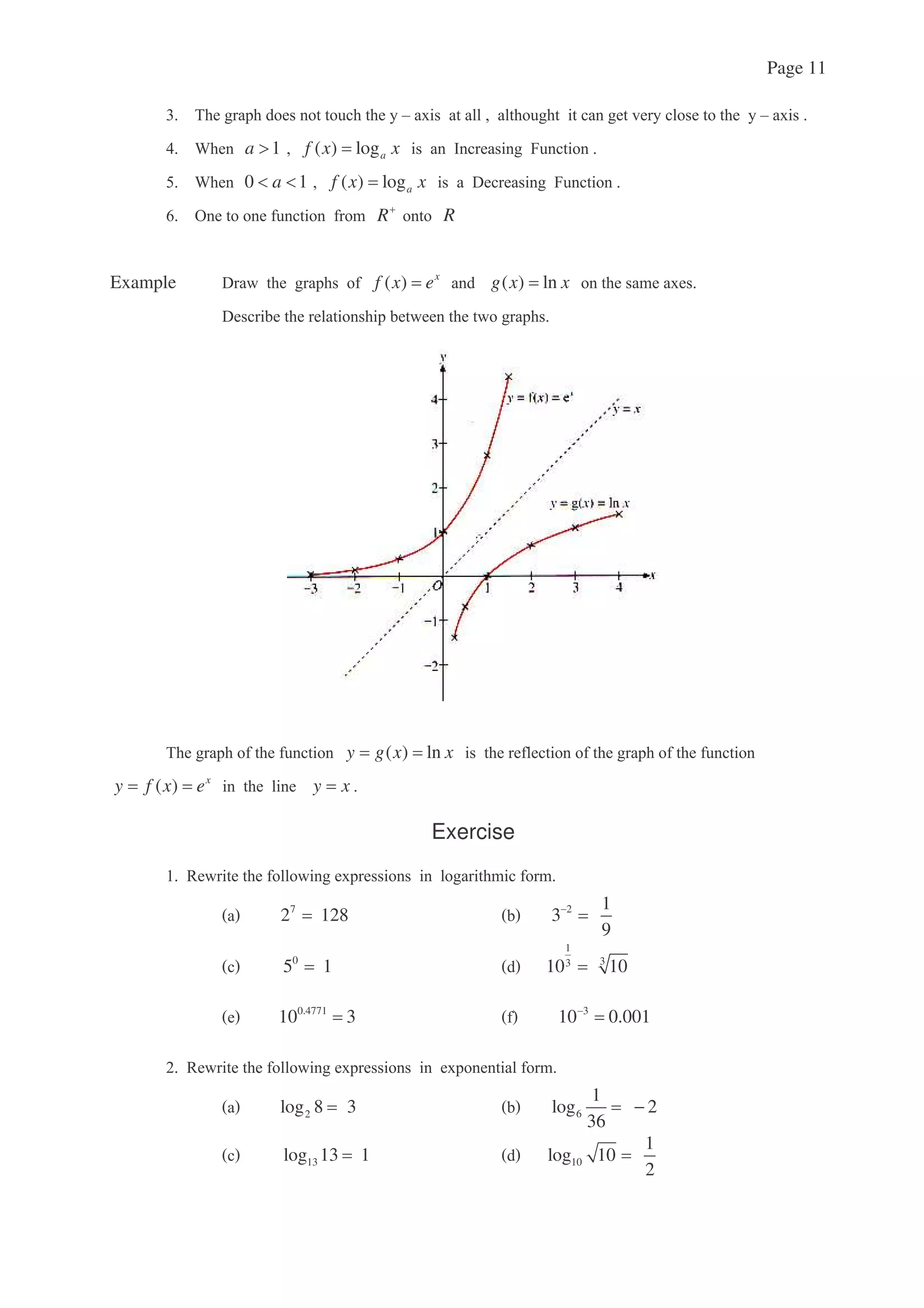 Exponential and logarithm function | PDF