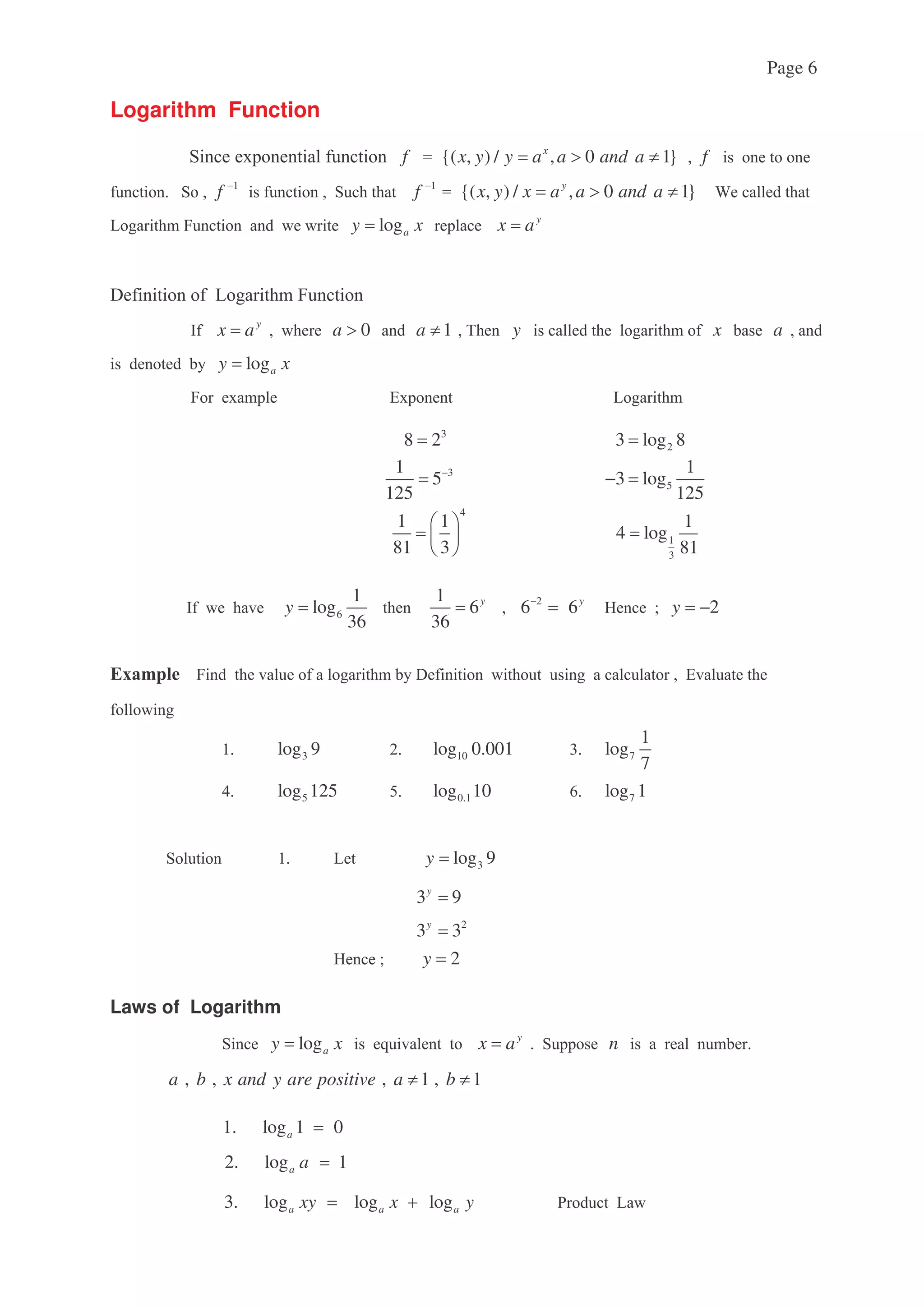 Exponential And Logarithm Function Pdf