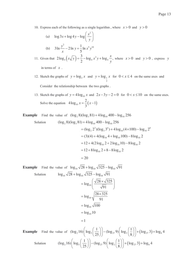 Exponential and logarithm function | PDF