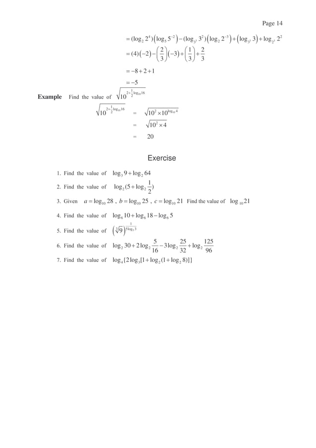 Exponential and logarithm function | PDF
