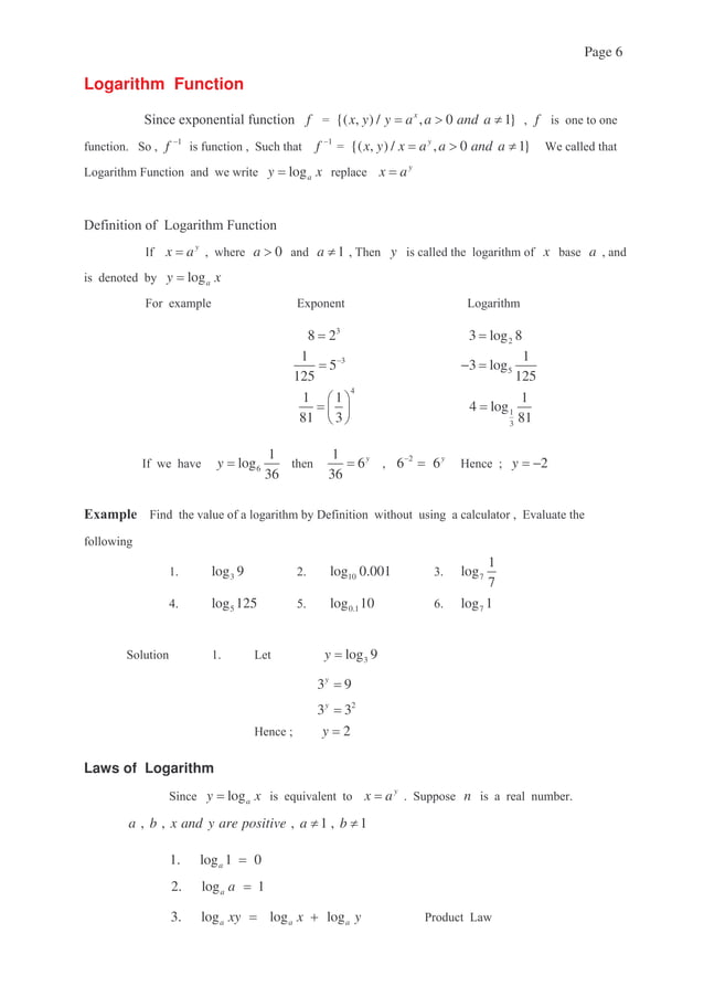 Exponential and logarithm function | PDF