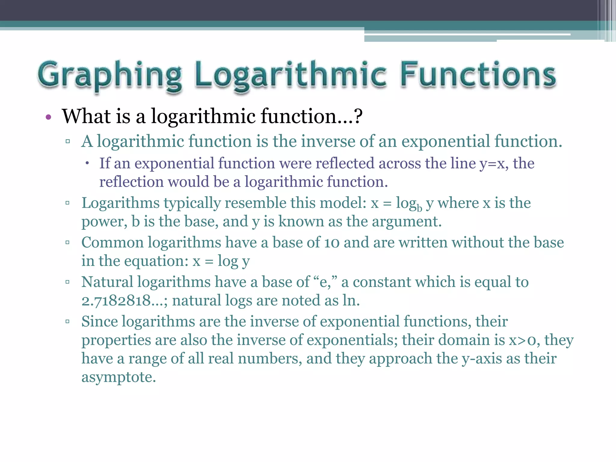 Exponential and logarithmic functions | PPTX | Physics | Science