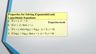 Exponential and logarithmic functions | PPT