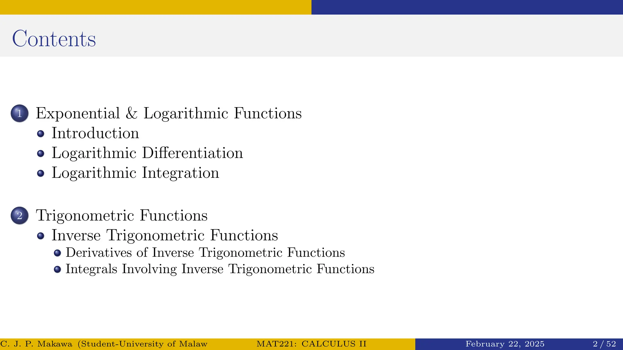 MAT221: CALCULUS II | Transcendental Functions -Exponential and Logarithmic Functions - Inverse ...