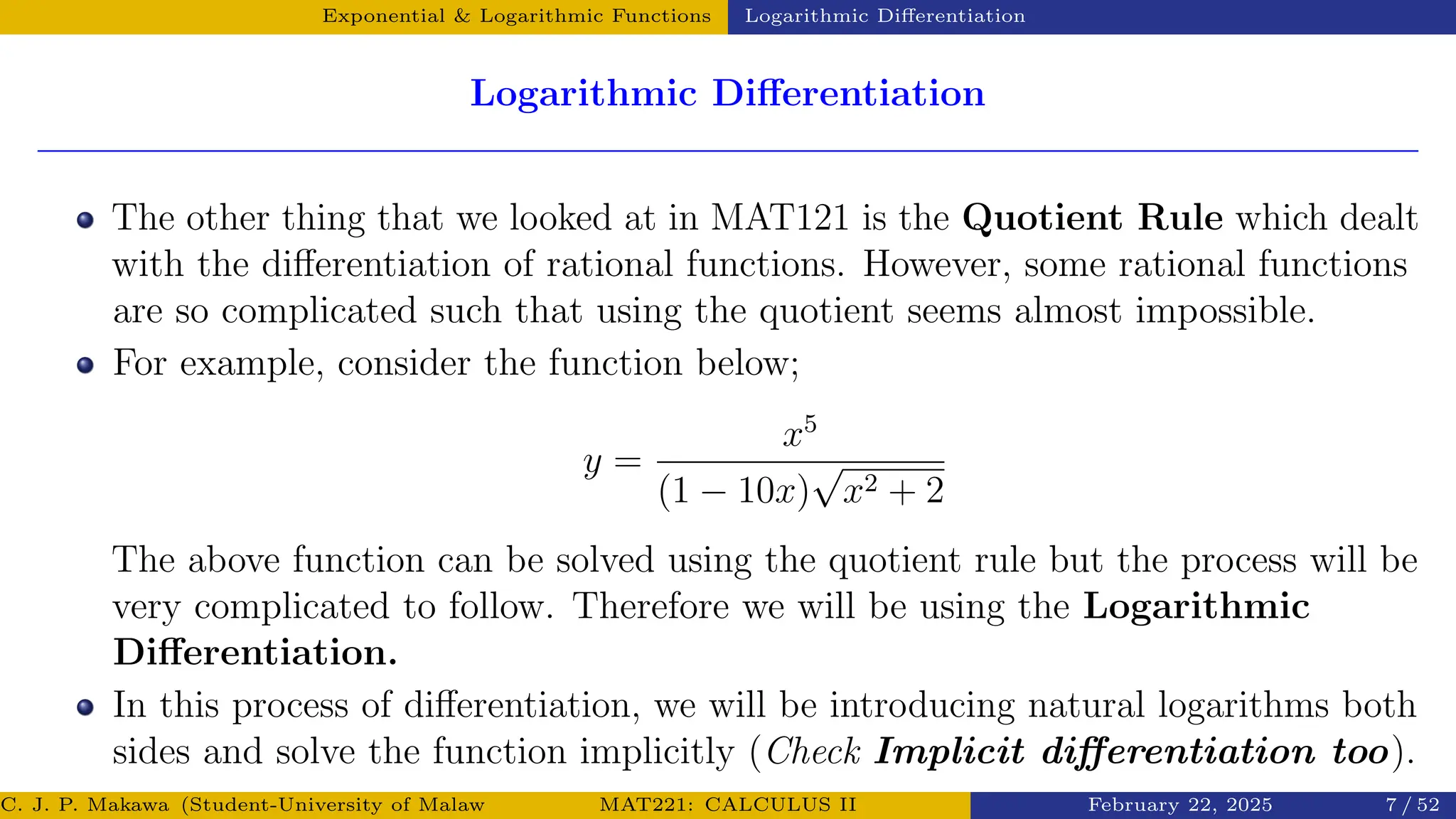 MAT221: CALCULUS II | Transcendental Functions -Exponential and ...