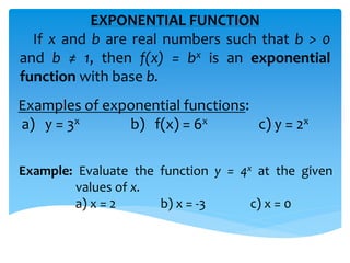 Exponential and logrithmic functions | PPTX