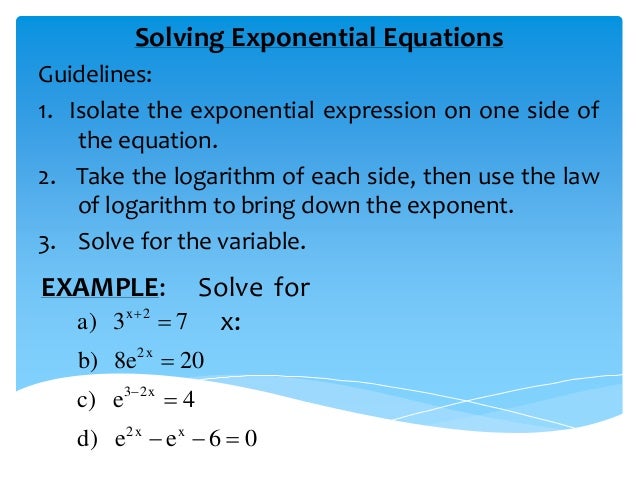 Exponential and logrithmic functions