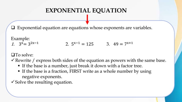 Exponential Equation & Inequalities.pptx | Physics | Science