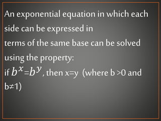 Exponential equations | PPTX