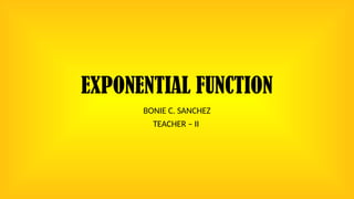 EXPONENTIAL FUNCTION lesson for grade 11lesson | PPT