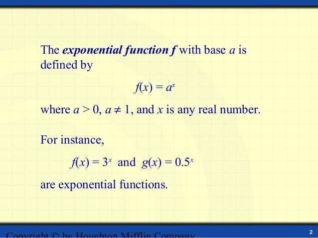 Exponential functions
