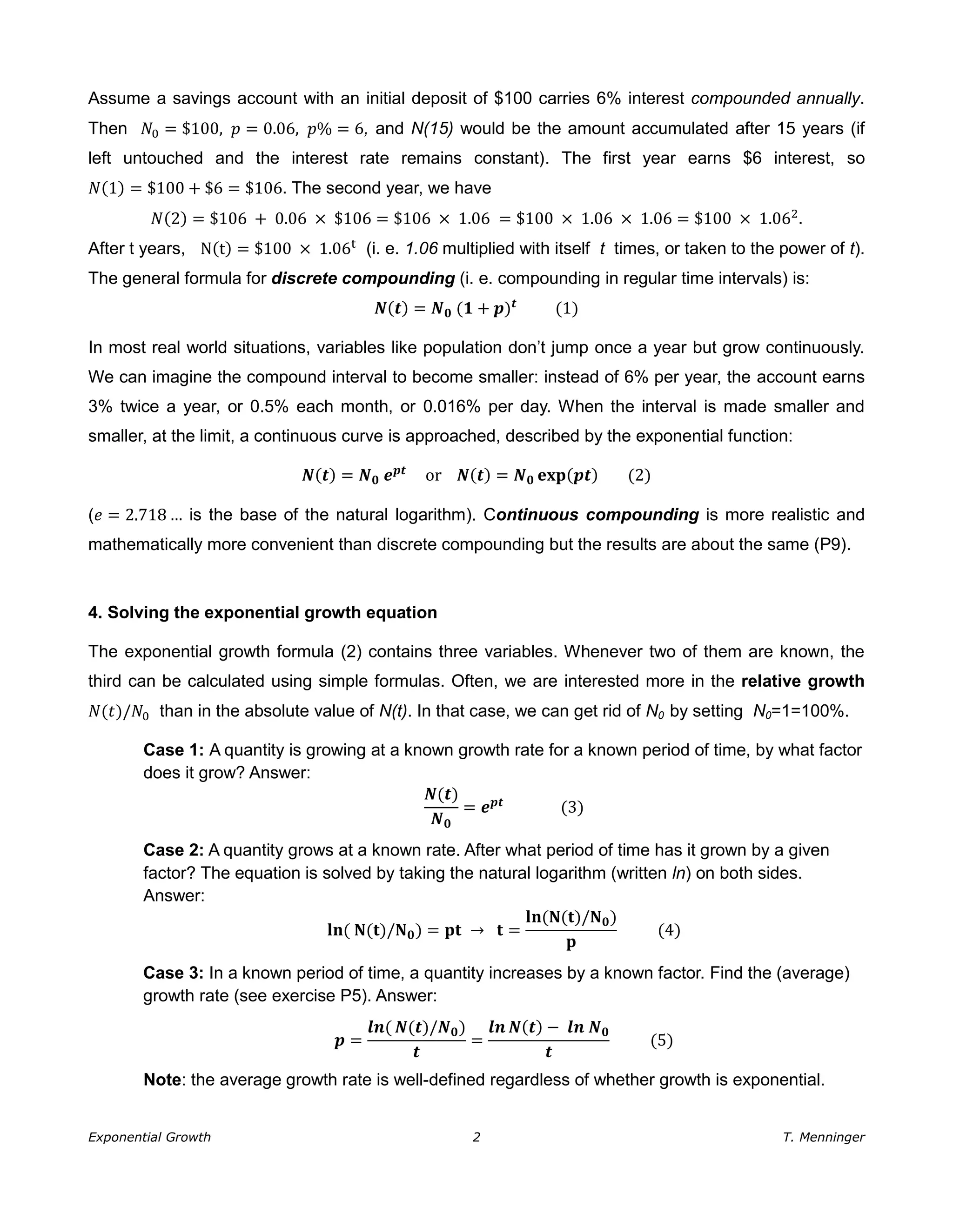 Exponential Growth, Doubling Time, and the Rule of 70 | PDF