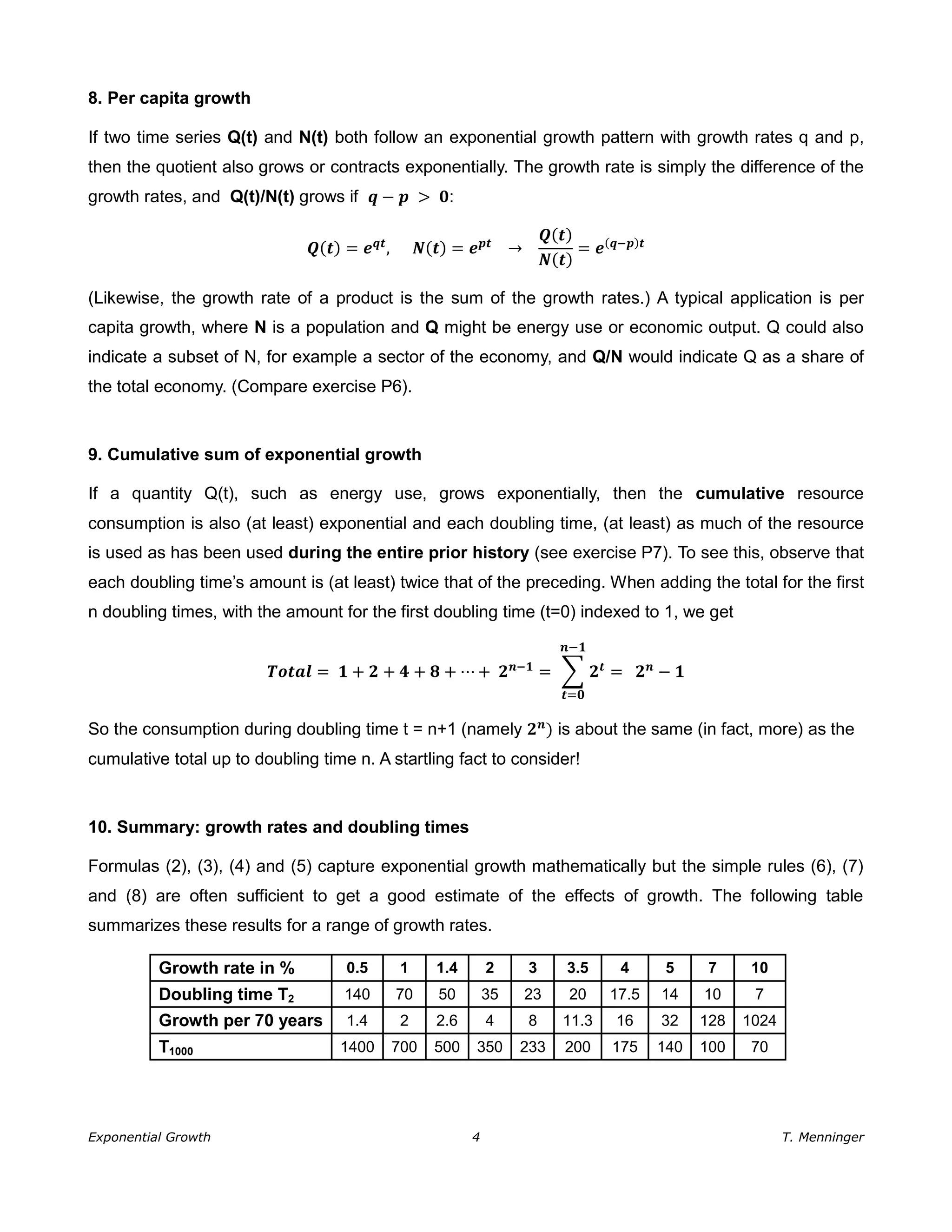Exponential Growth, Doubling Time, and the Rule of 70 | PDF