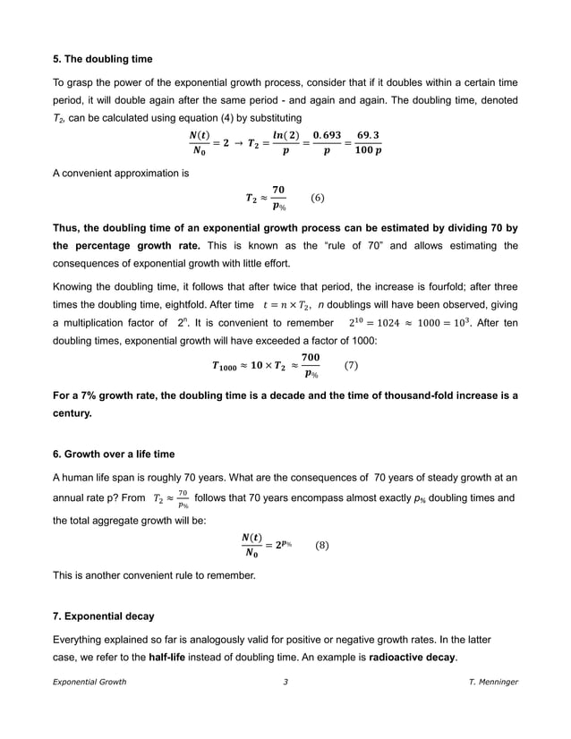 Exponential Growth, Doubling Time, and the Rule of 70 | PDF