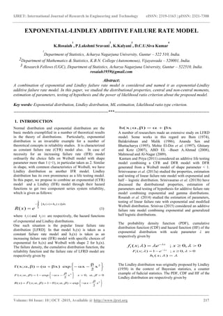 Exponential lindley additive failure rate model | PDF | Physics | Science