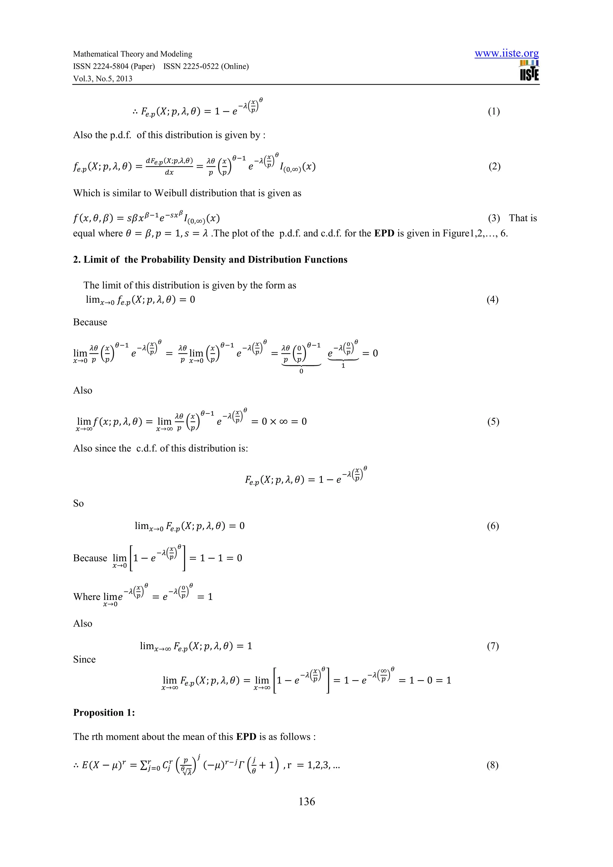 Exponential Pareto Distribution Pdf