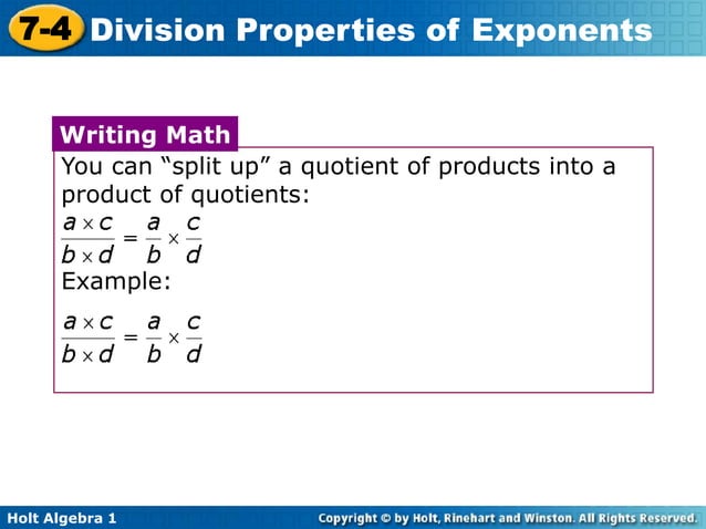 Exponent laws