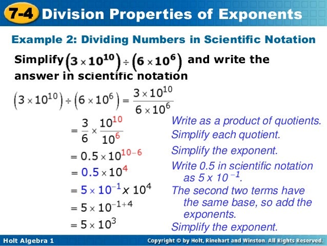 Exponent laws