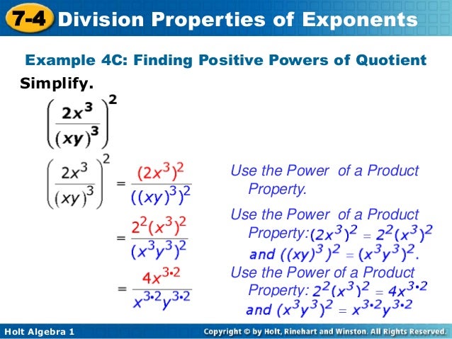 Exponent laws
