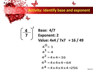 Exponent, mathematics 7 | PPTX