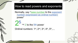 Exponents and powers made by Nourhan Mahmoud | PPT