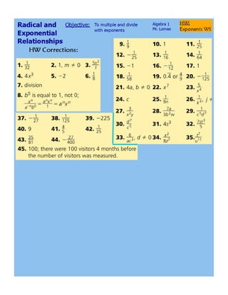 Exponents multiplying dividing power | PDF