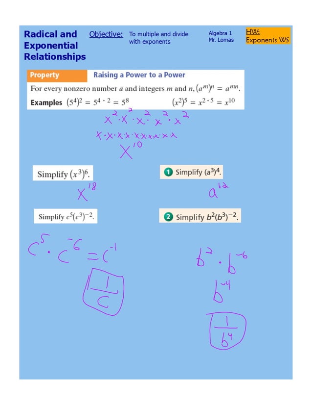 Exponents multiplying dividing power | PDF