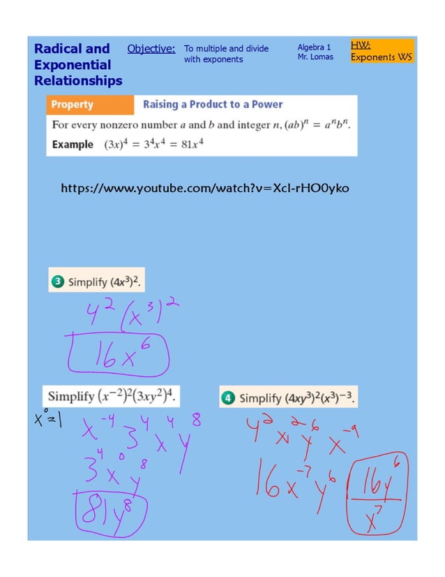 Exponents multiplying dividing power | PDF
