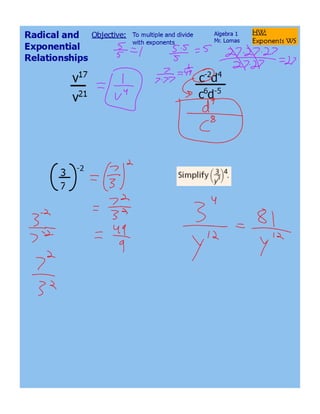 Exponents multiplying dividing power | PDF