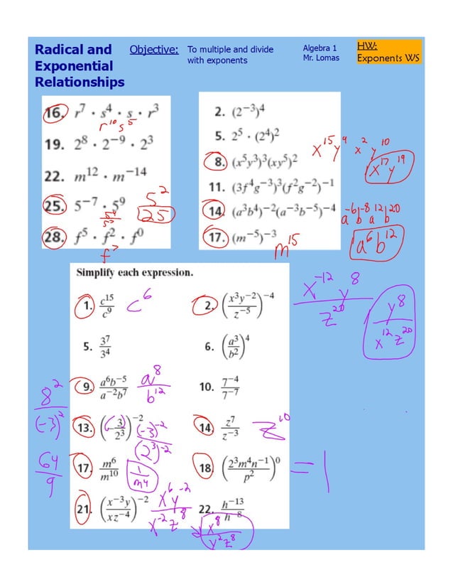 Exponents multiplying dividing power | PDF