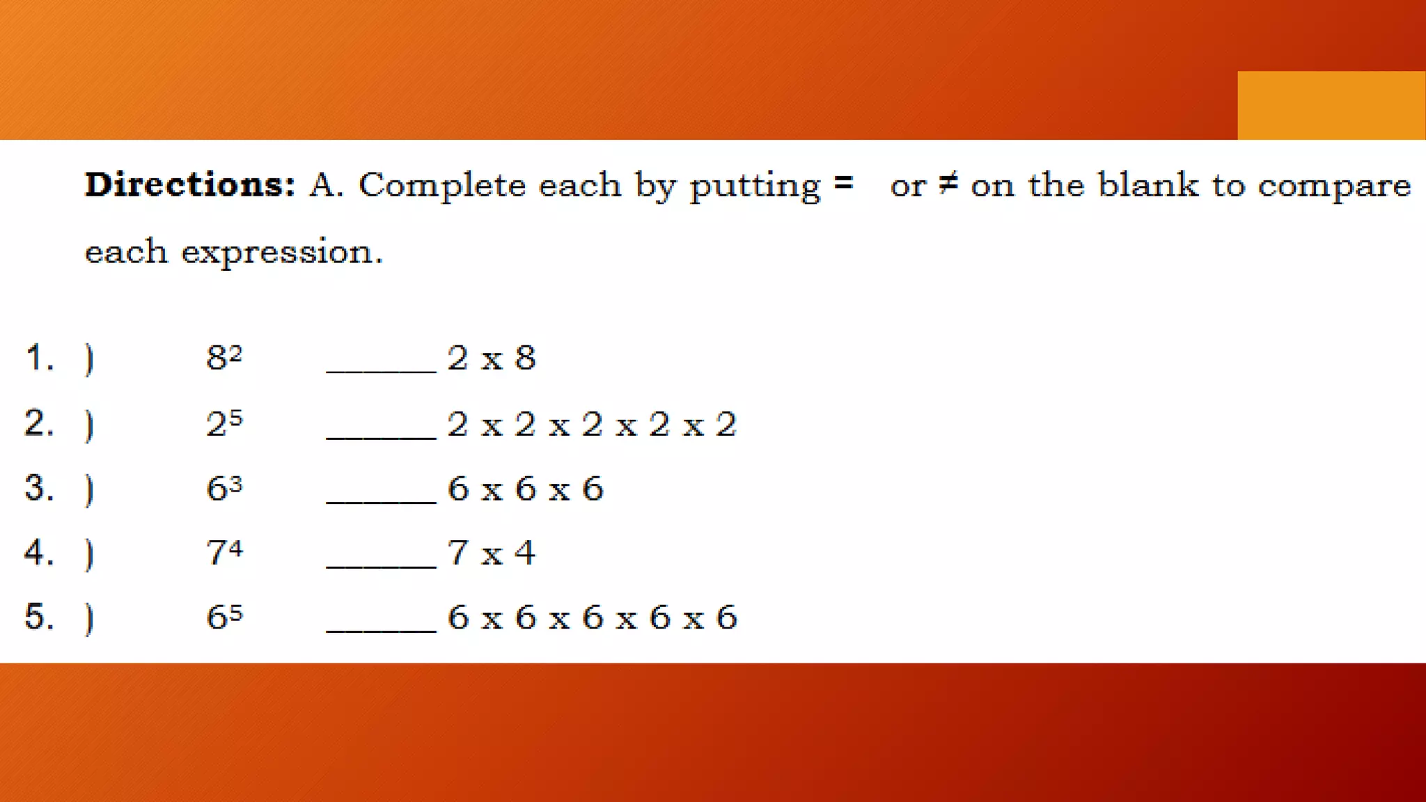 Exponents And Exponential Notation Pptx