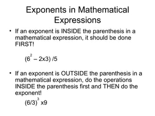 Exponents And Order Of Operations | PPT | Science