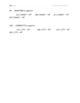 CBSE - Grade 8 - Mathematics - Exponents and Powers - Multiple Choice ...