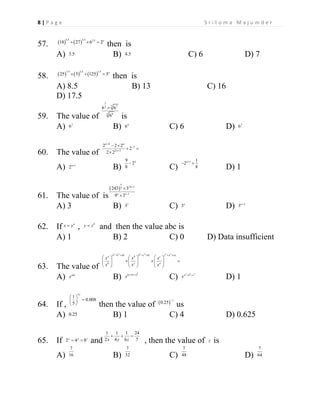 CBSE - Grade 8 - Mathematics - Exponents and Powers - Multiple Choice ...