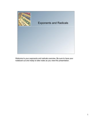 exponents and radicals | PDF